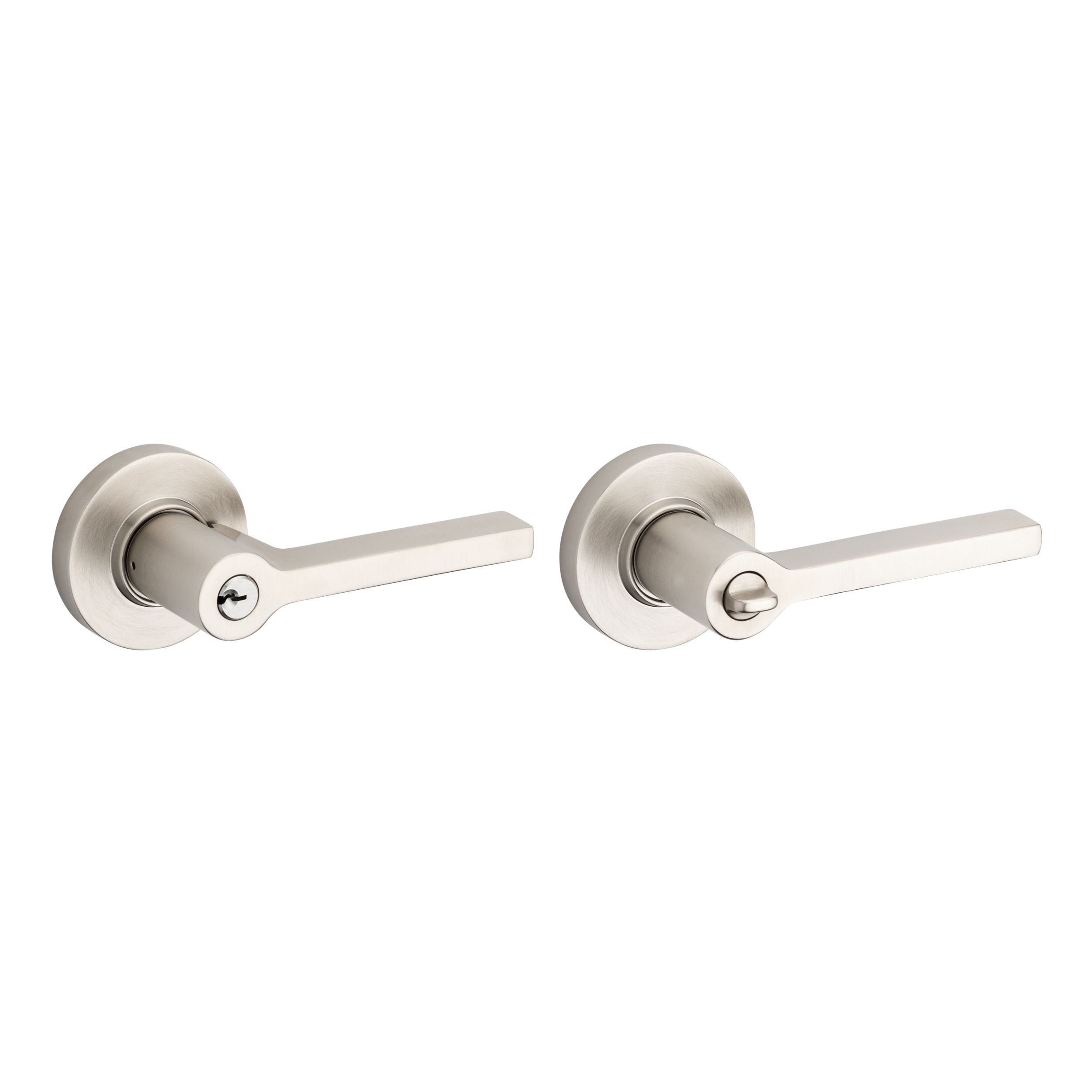 Keyed Square Lever with Round Rose - Lifetime (PVD) Satin Nickel ...