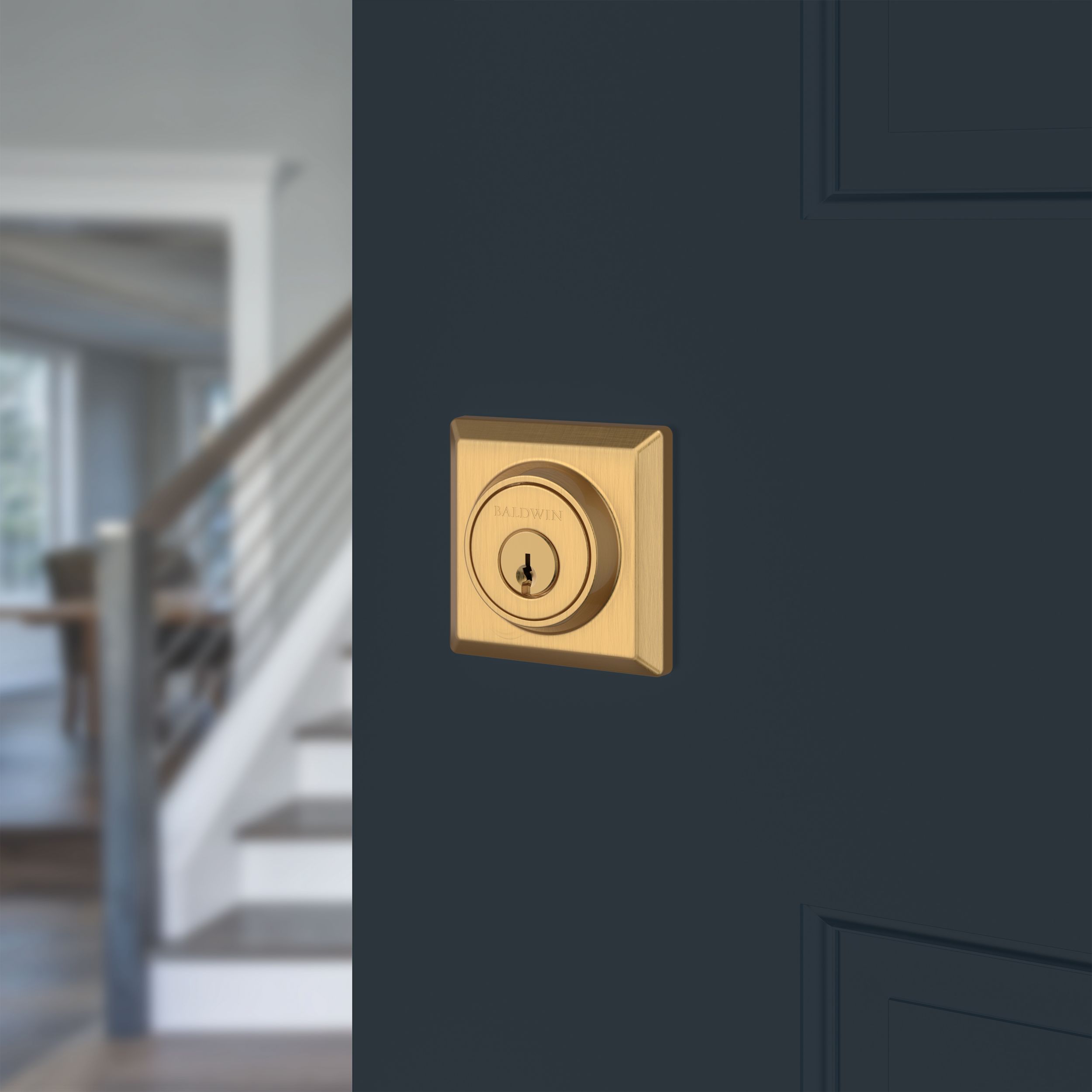 Traditional Square Deadbolt - Lifetime (PVD) Satin Brass | Baldwin Hardware